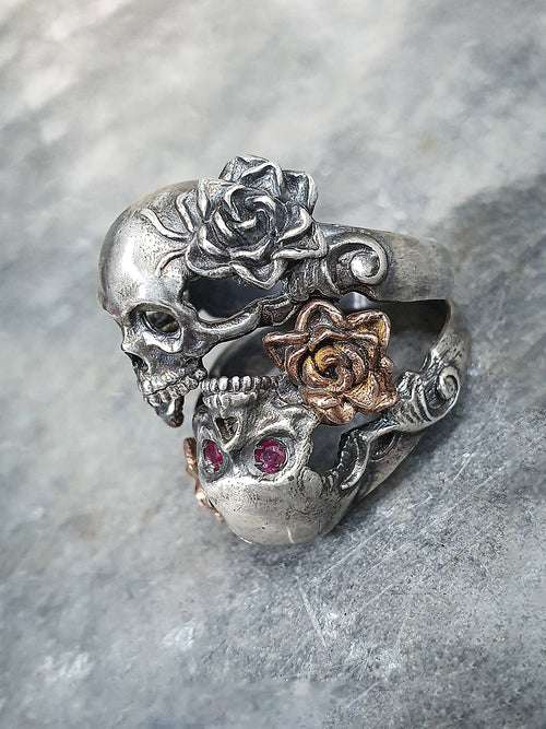Skull Ring | Double Rose